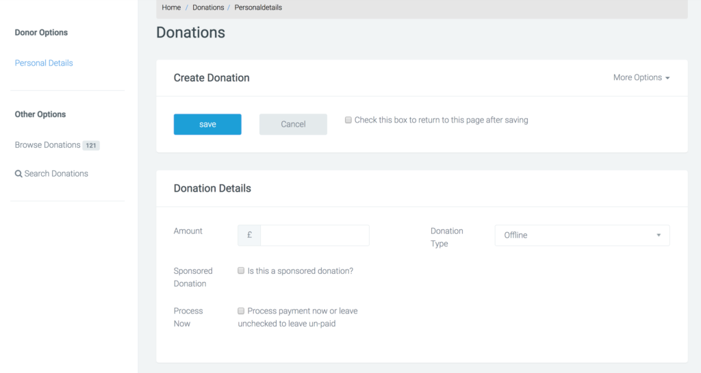 Adding an Offline Donation